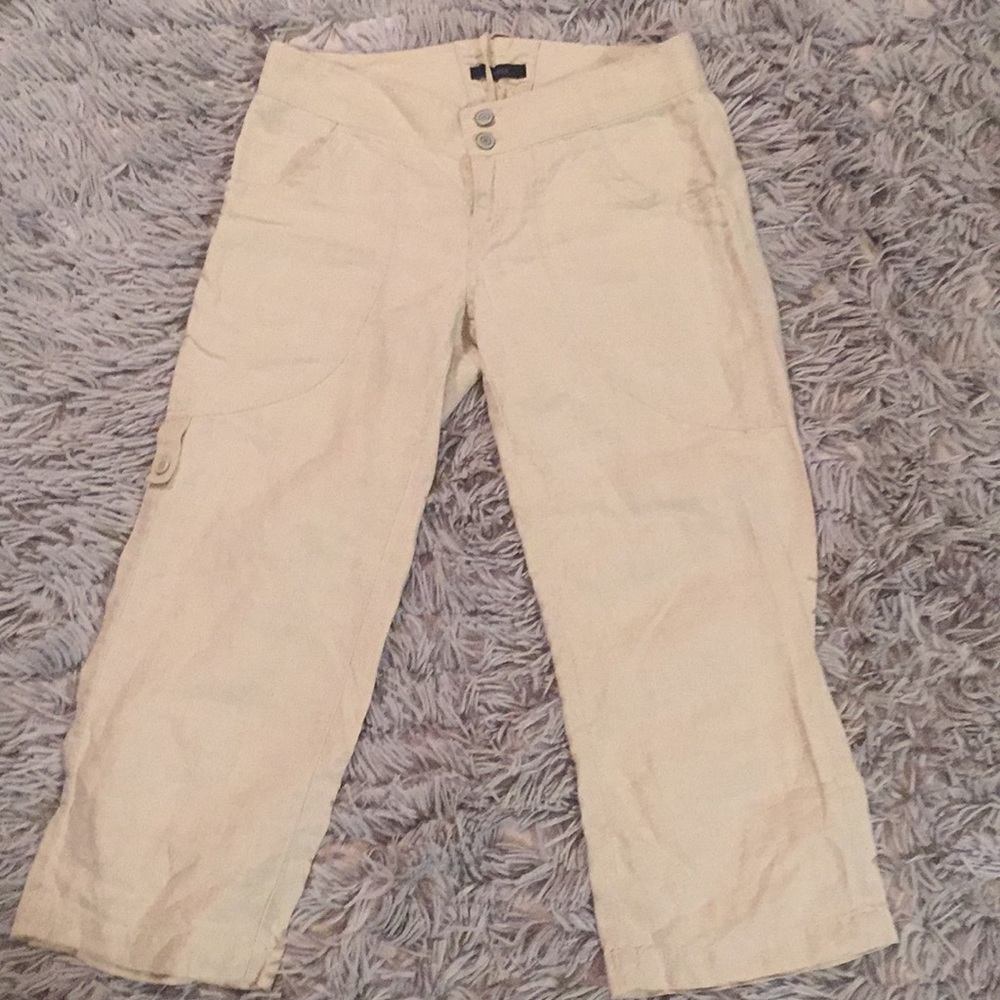 Cropped Linen Cargo Pants - Gem